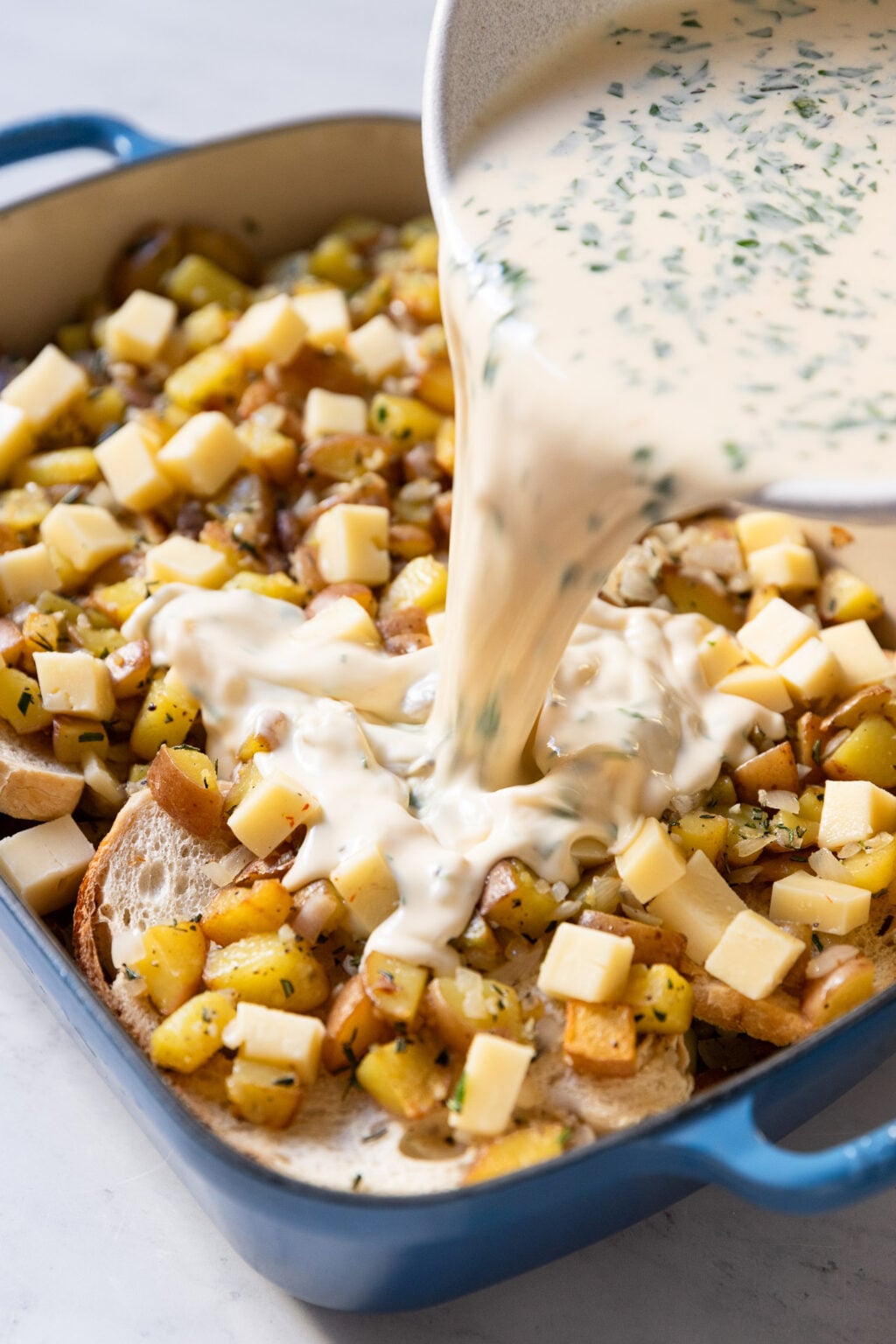 Overnight Vegetarian Breakfast Strata with Potatoes and Fontina | Fork ...