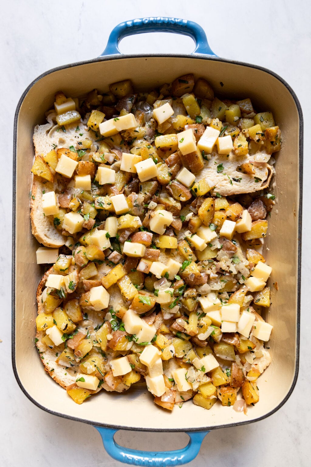 Overnight Vegetarian Breakfast Strata with Potatoes and Fontina | Fork ...
