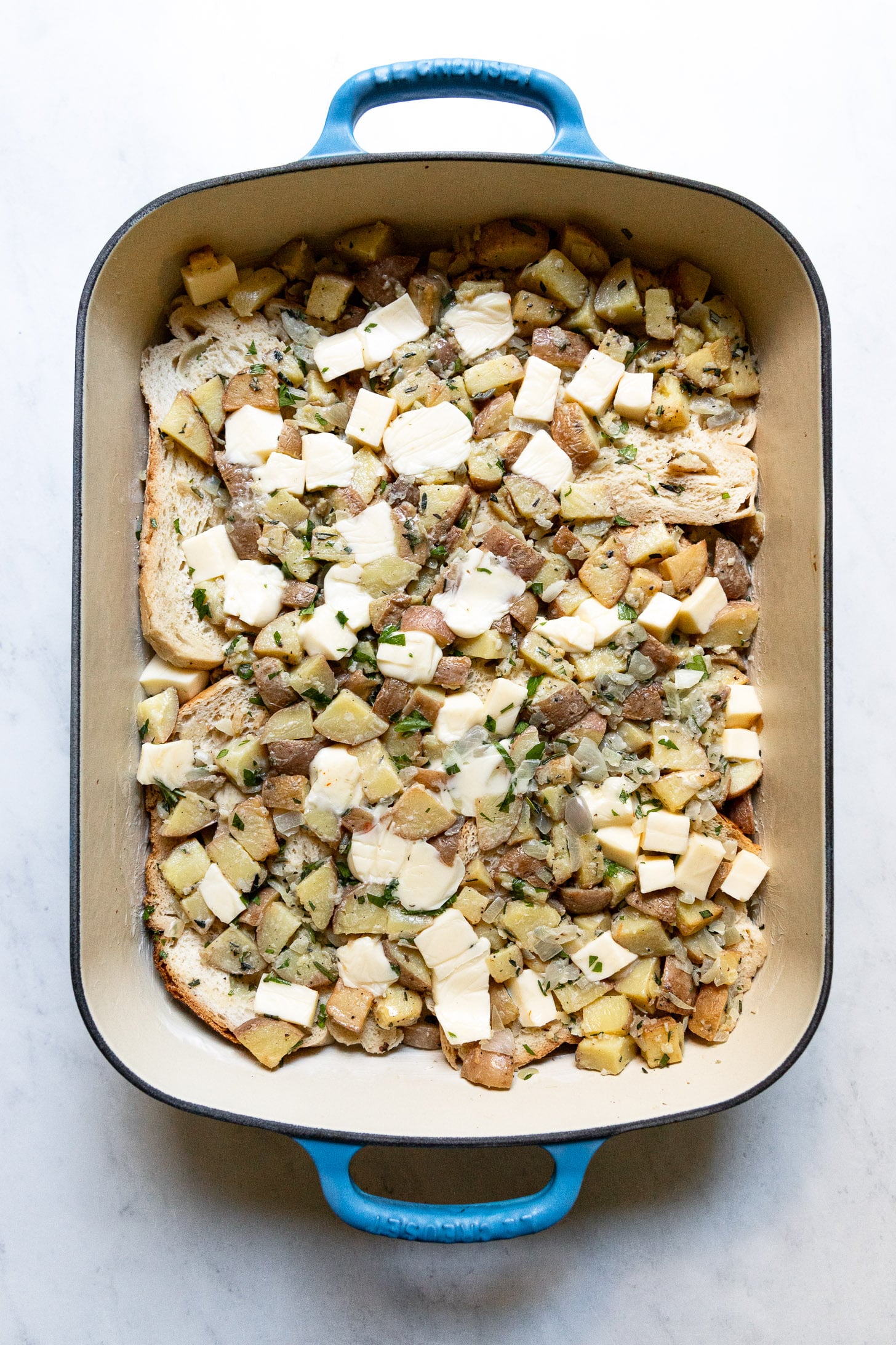 Overnight Vegetarian Breakfast Strata with Potatoes and Fontina | Fork ...