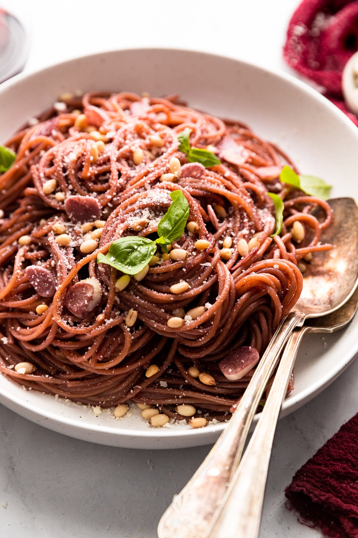 Creamy Red Wine Spaghetti with Pine Nuts | Quick & Easy | Fork in the ...