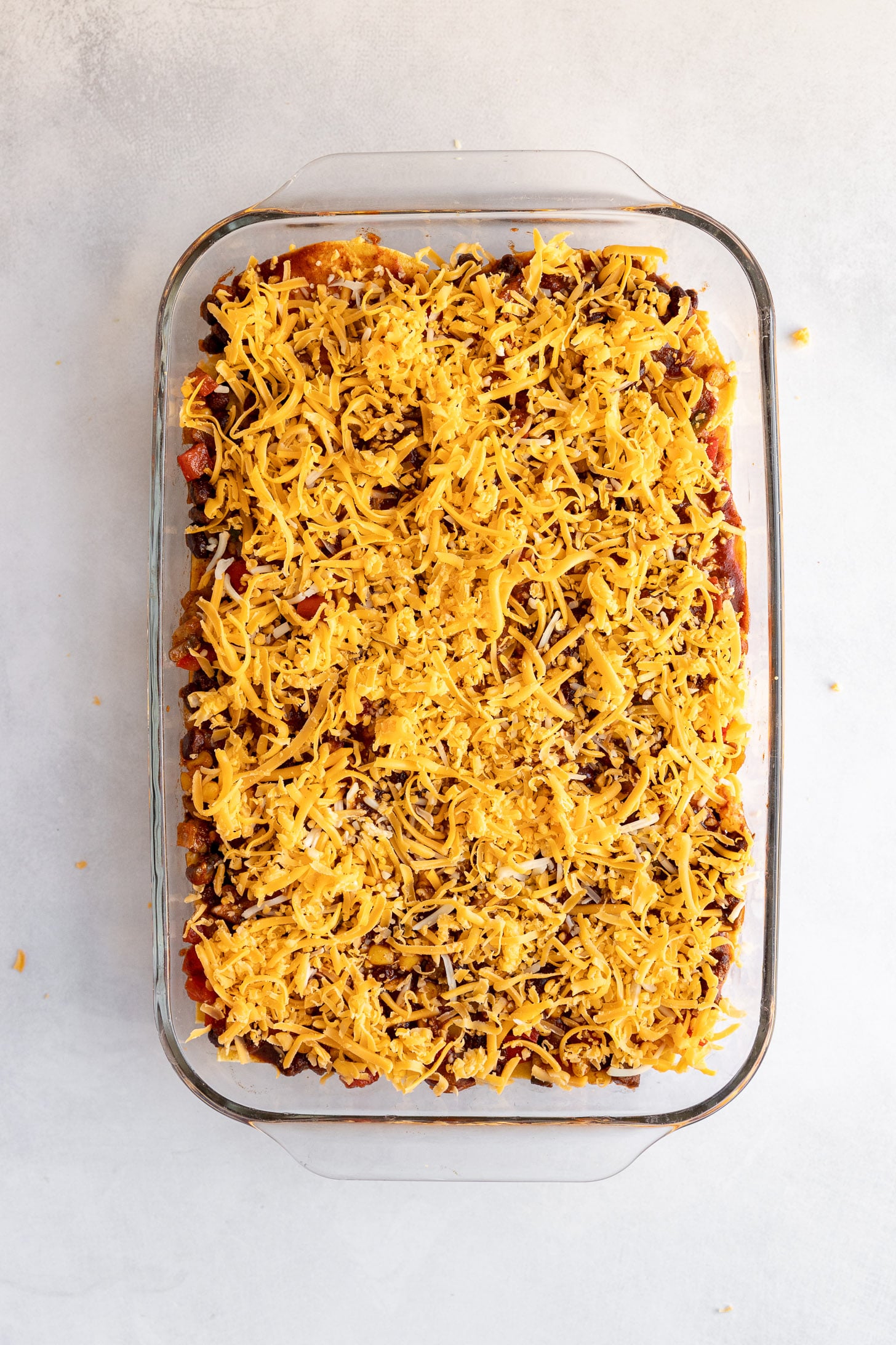 Vegetarian Enchilada Layered Casserole (Lasagna-Style)