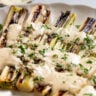 Oven Roasted Leeks with Parmesan Garlic Sauce